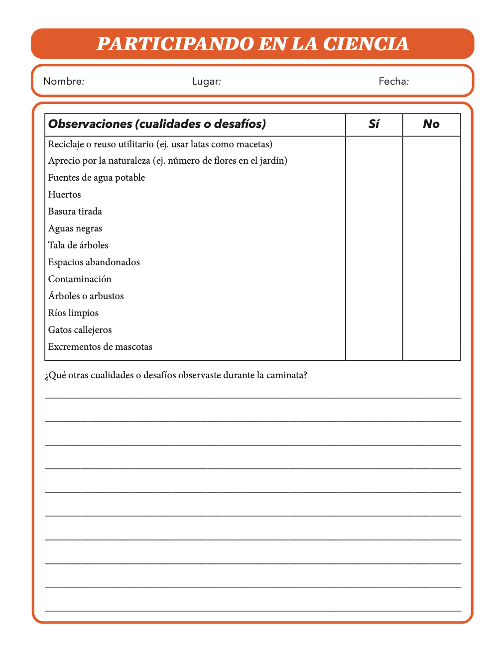 Participating in Science (In Spanish) – Educational and Outreach ...